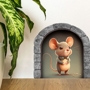 Mouse Hole Sticker, 3D Wall Decal, Skirting Board Sticker, Realistic ...