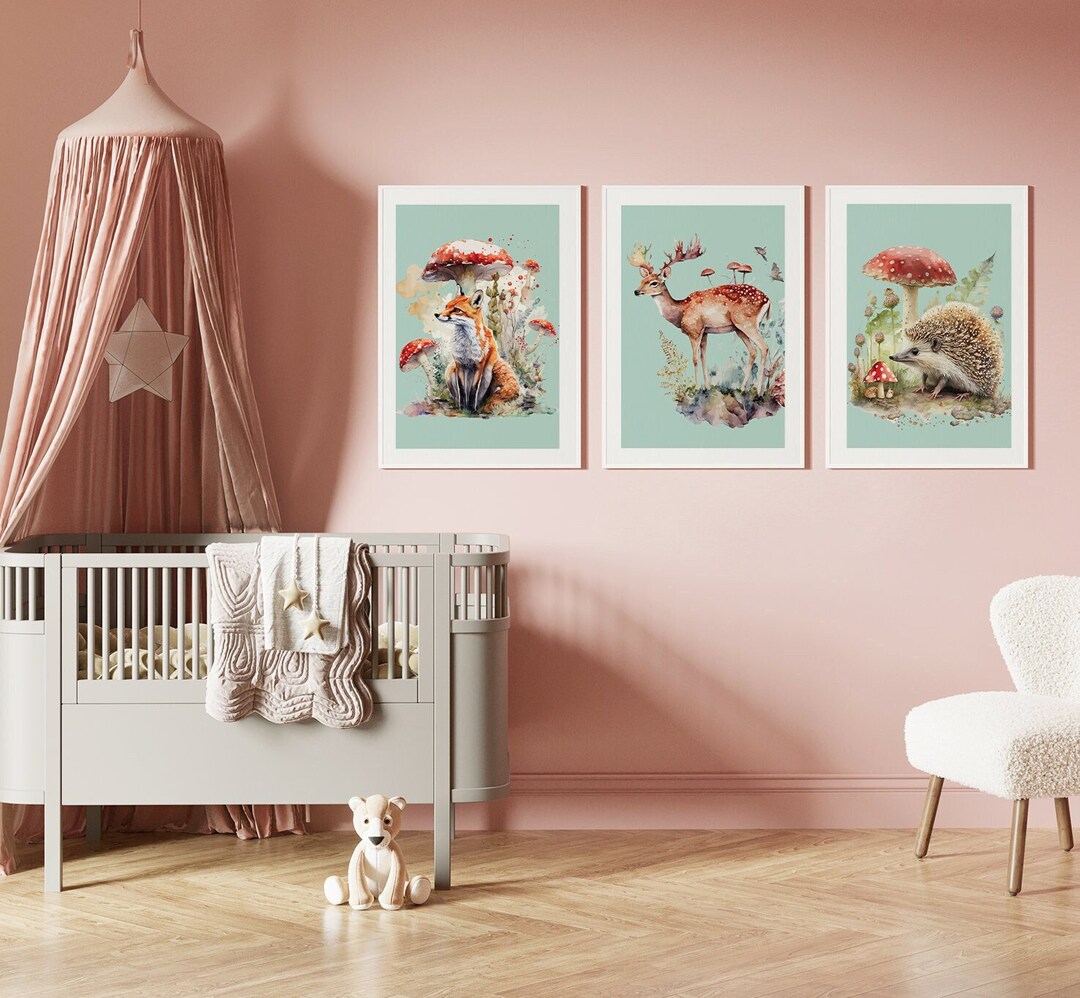 Forest Animals Poster Set, Set of 3 Animal Prints, Set of Posters, Kids ...