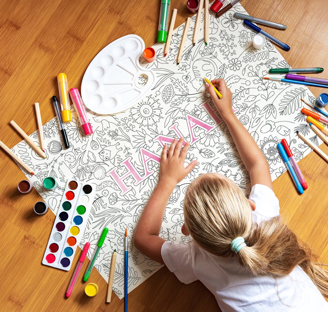 Personalized Flowers Coloring Poster, Coloring Poster for Kids ...