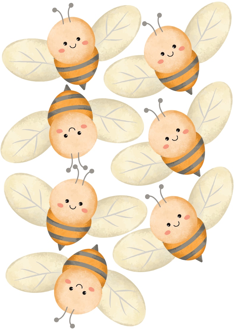 Bees Wall Decals: Kids Room Decor, Removable Stickers (set of 20 Bees ...