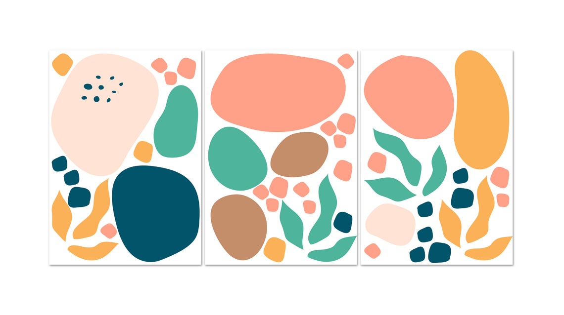 Shapes Wall Sticker Pastel Shapes Wall Decal Abstract Shapes - Etsy