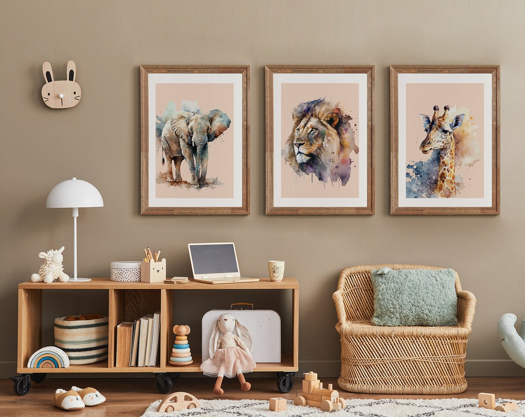 Jungle Animals Poster Set, Set of 3 Animal Prints, Set of Posters, Kids ...