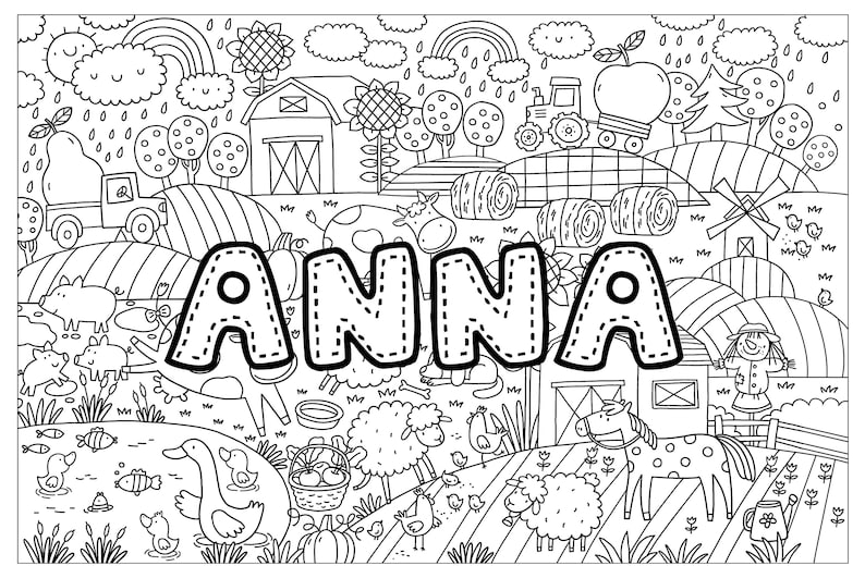 Personalized Farm Coloring Poster Coloring Poster for Kids - Etsy