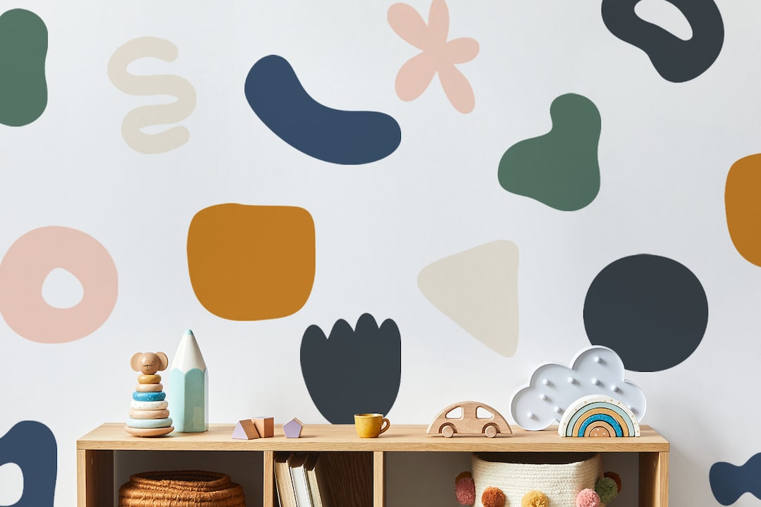 Pastel Abstract Shapes Wall Decals: Peel & Stick Nursery Decor - Etsy