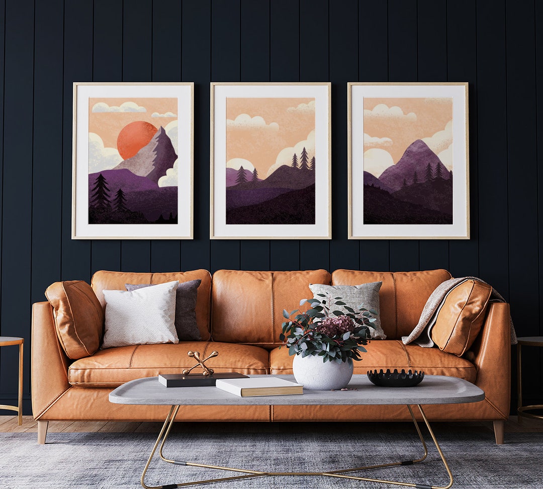 Boho Nature Poster Set of 3: Minimalist Mountain Prints - Etsy