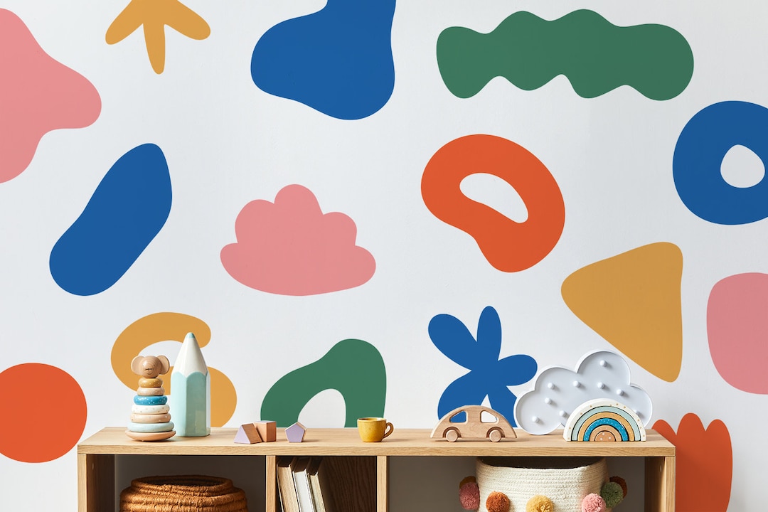 Pastel Abstract Shapes Wall Decals: Peel & Stick Nursery Decor - Etsy