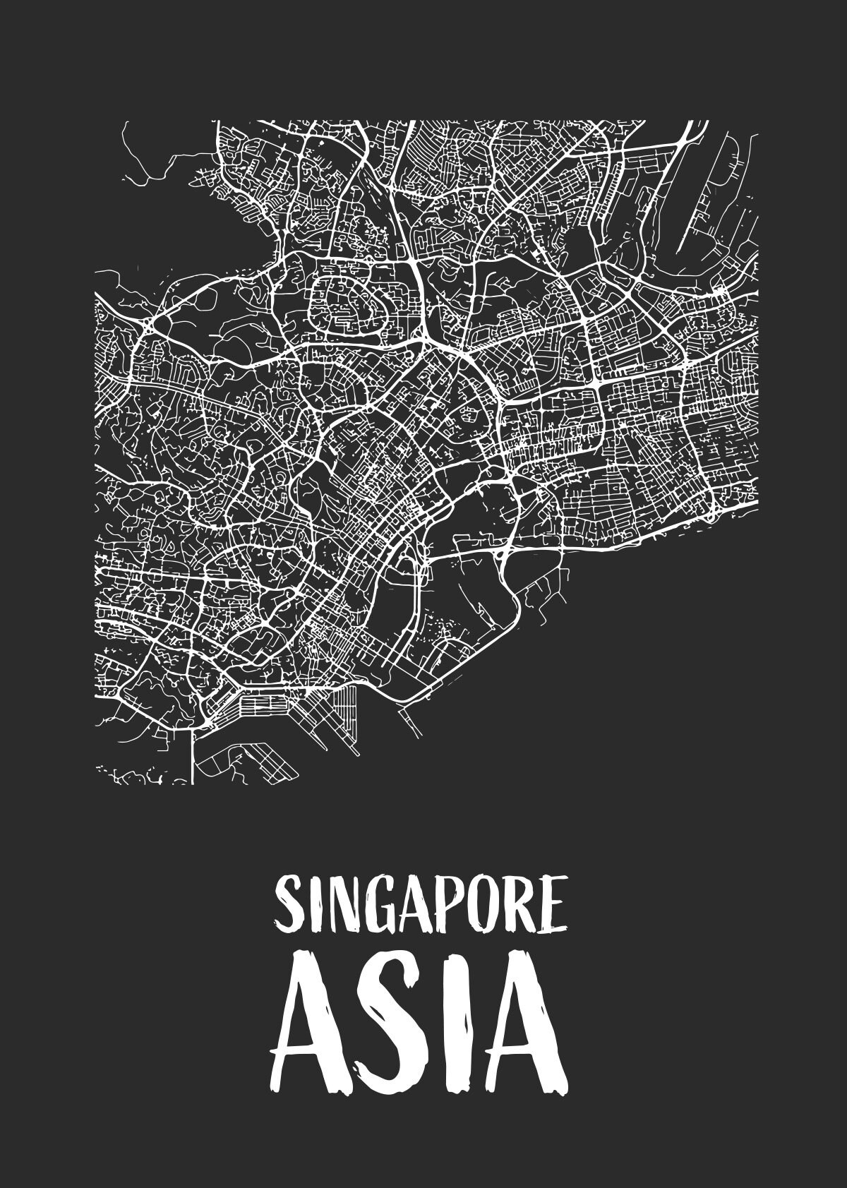 Singapore Map Poster Singapore Map Print City Map Poster - Etsy