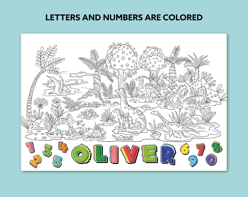 Personalized Dinosaur Coloring Poster Coloring Poster for - Etsy