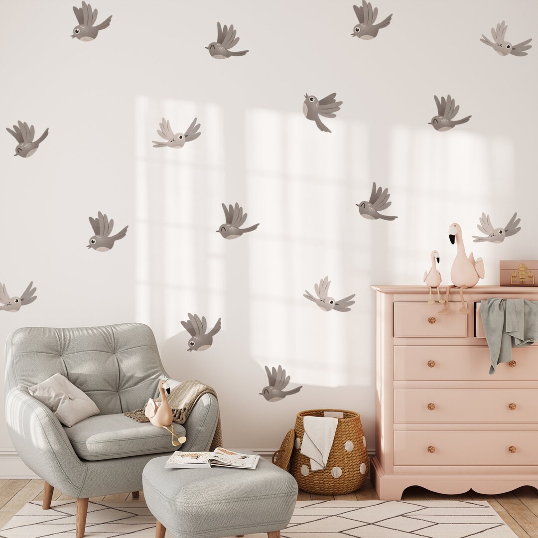 Birds Wall Stickers, Boho Style Wall Decal, Birds Wall Decor, Abstract ...