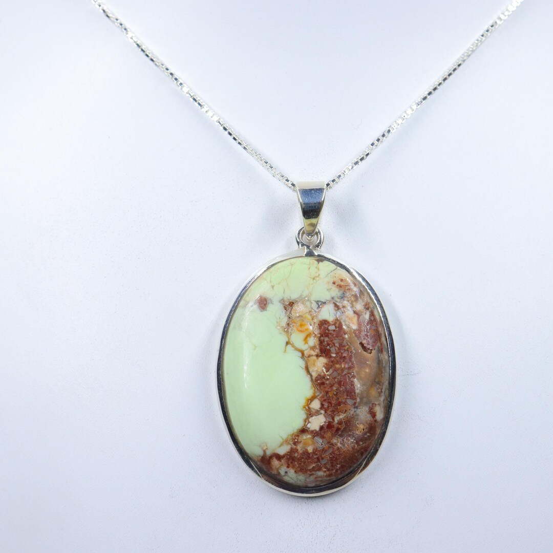 Superb Lemon Chrysoprase Sterling Silver Necklace, Natural Lemon ...