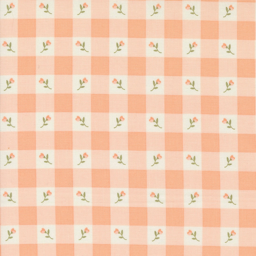 Moda Flower Girl Picnic Checks Peachy Fabric-sold by the Half Yard, Cut ...