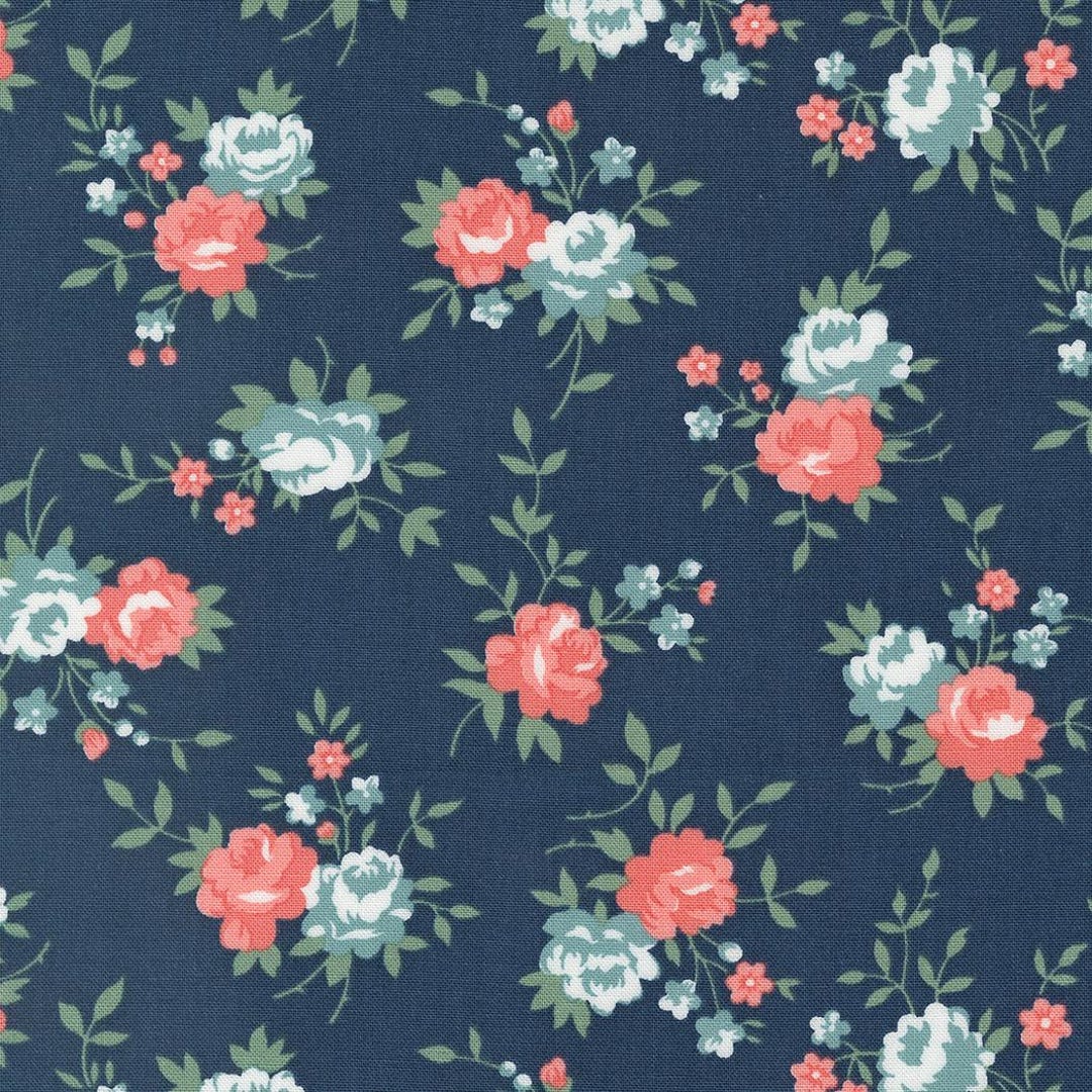 Moda - Rosemary Cottage - Gather - Navy Fabric-sold by the Half Yard ...