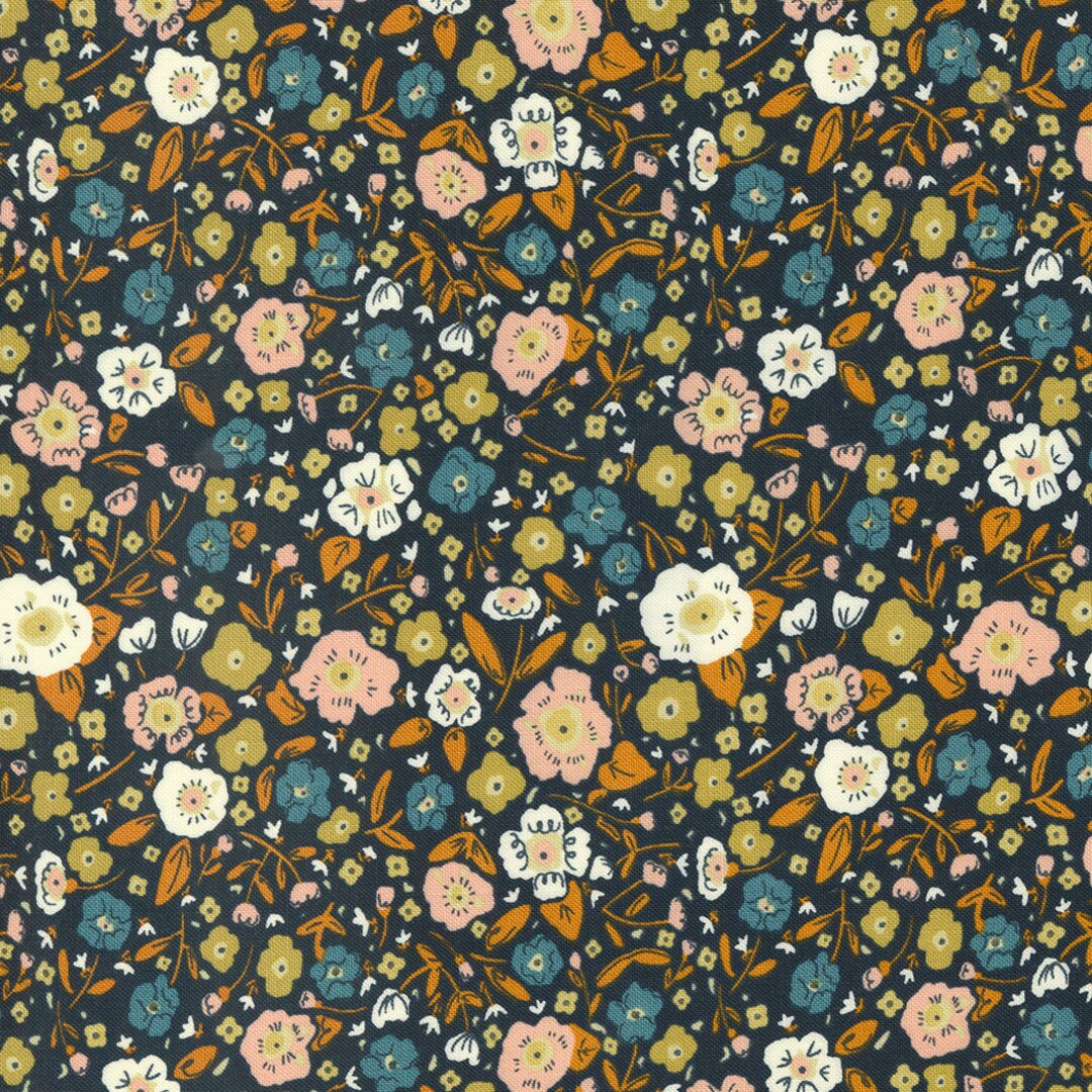 Moda - Quaint Cottage - Calico Midnight Fabric-sold by the Half Yard ...