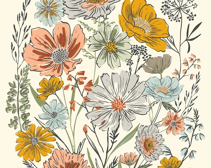 Moda Woodland & Wildflowers Cream Panel - Etsy