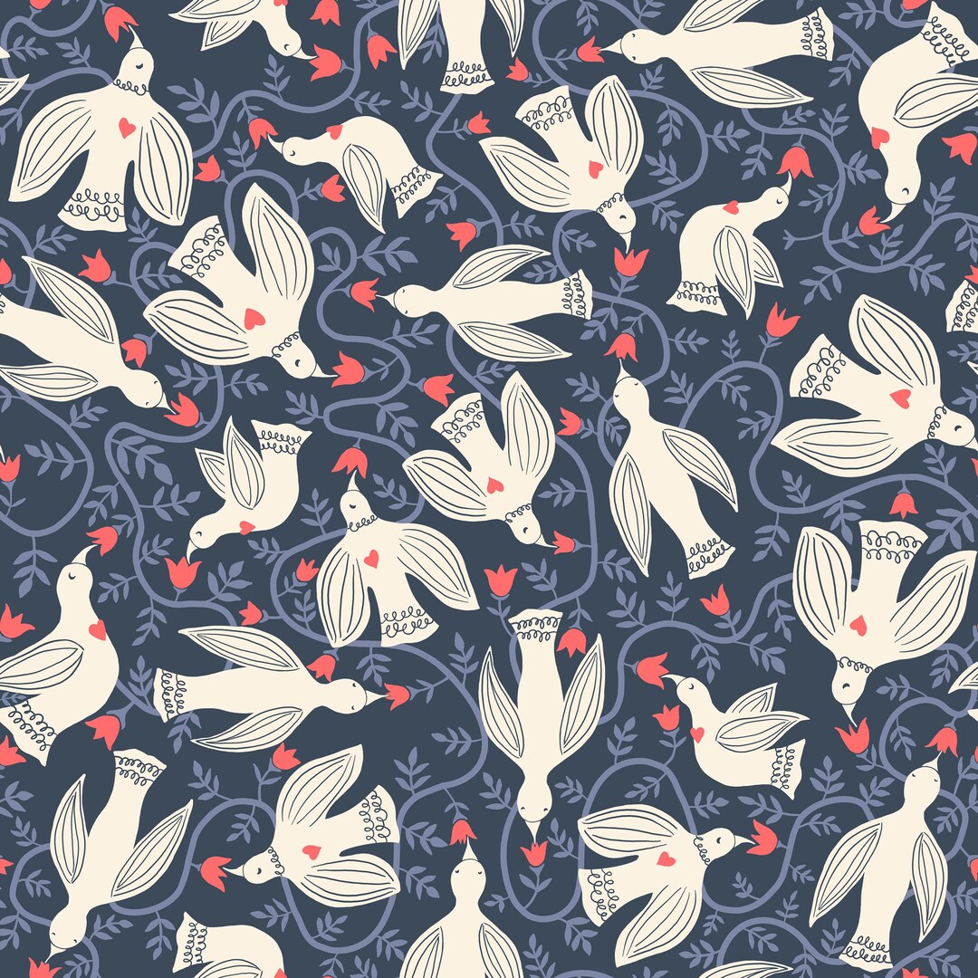 Ruby Star Society - Endpaper - Hummingbirds Smoke Canvas Fabric- Sold ...