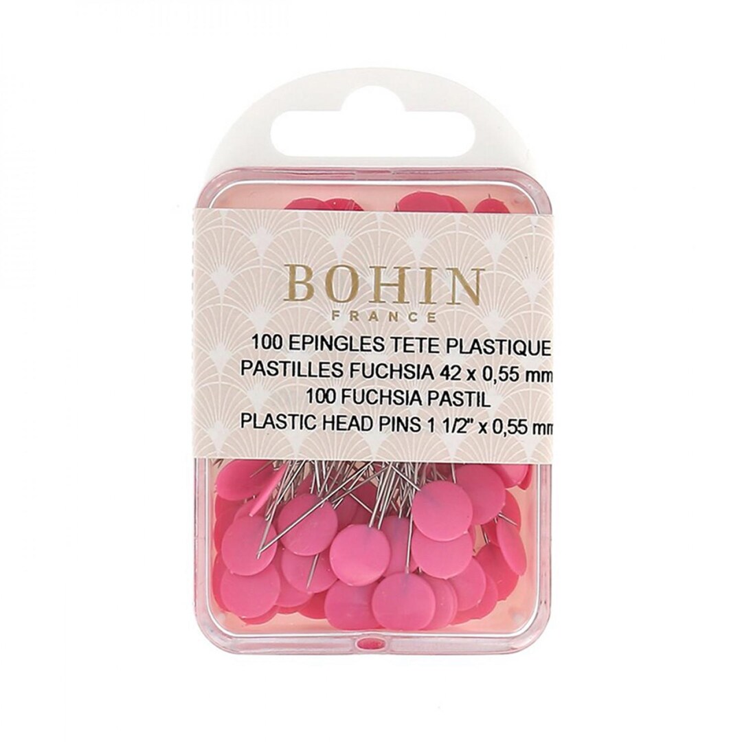 Bohin - Plastic Head Pins - 1.5" Pastel Fuchsia (100 Ct) - Etsy