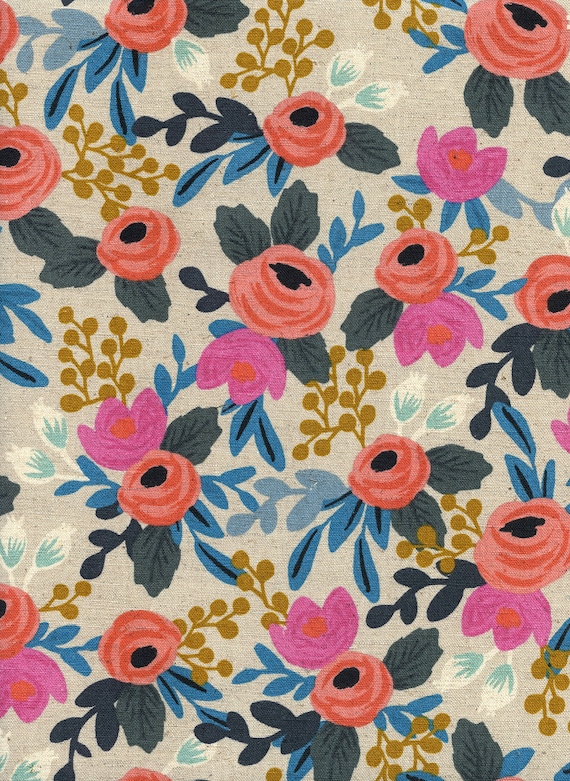 Rifle Paper Co. Les Fleurs Rosa Floral Natural Canvas - Etsy