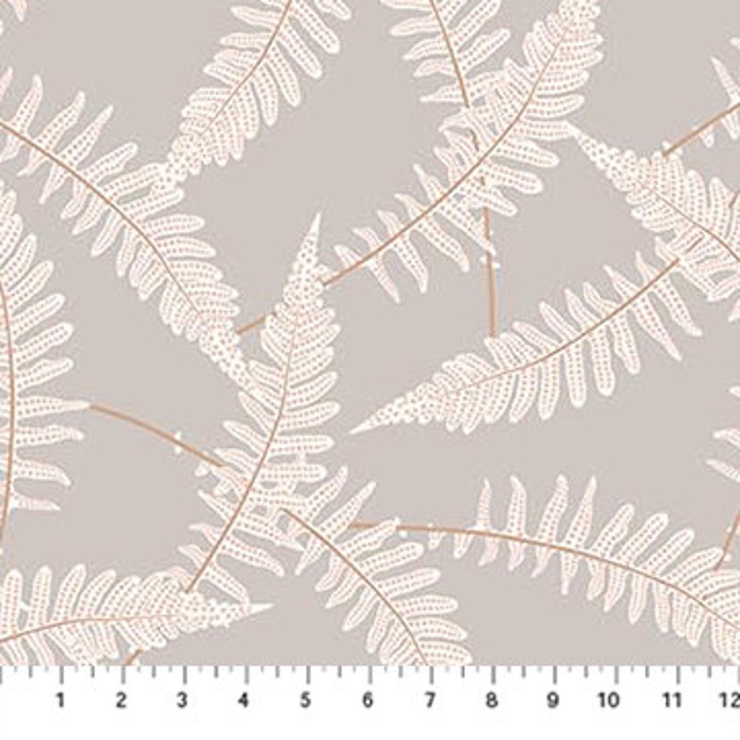 Figo - the Botanist - Ferns Gray Fabric-sold by the Half Yard, Cut ...