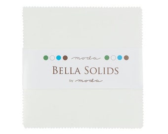 Bella Solids White Charm Pack Moda 9900PP-98, 42 5 Fabric Squares White Pre-cut 5 Inch Squares ...