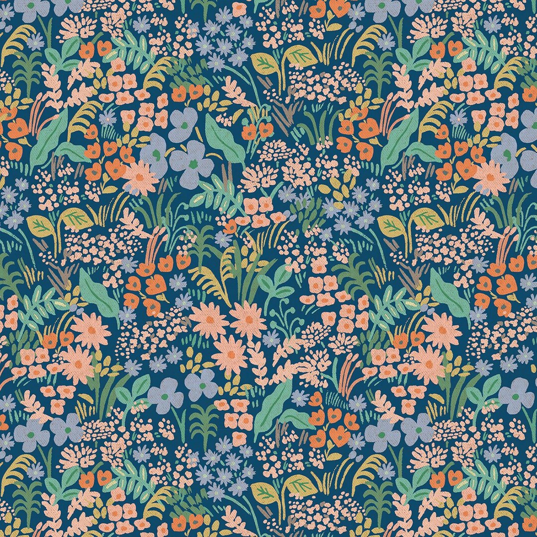 Rifle Paper Co. - Meadow - Blue Canvas Fabric-sold by the Half Yard ...