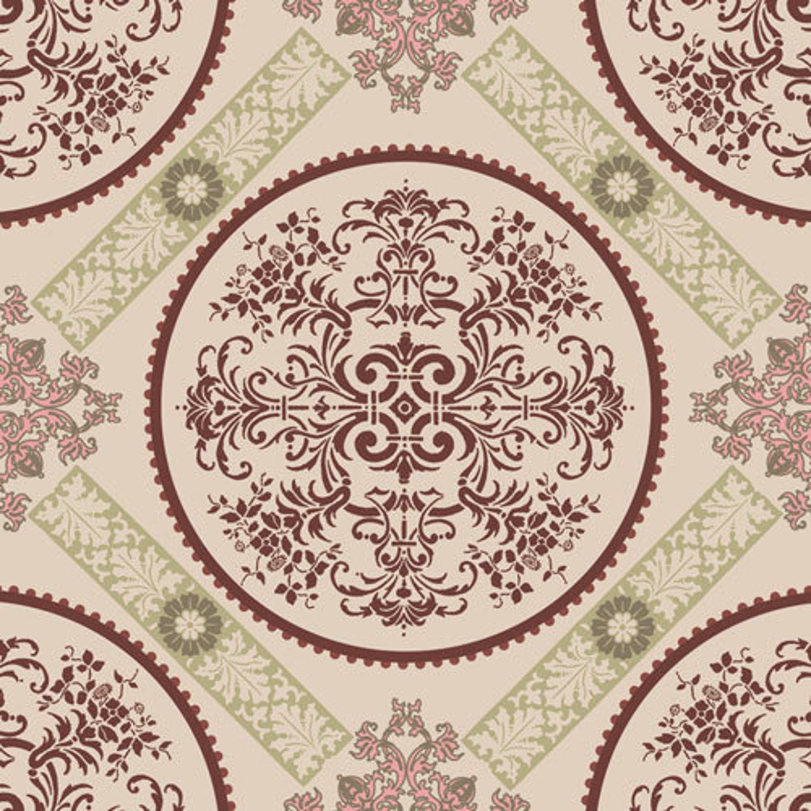 Art Gallery Fabrics - Dashing Roses - Brilliant Medallions Fabric-sold ...