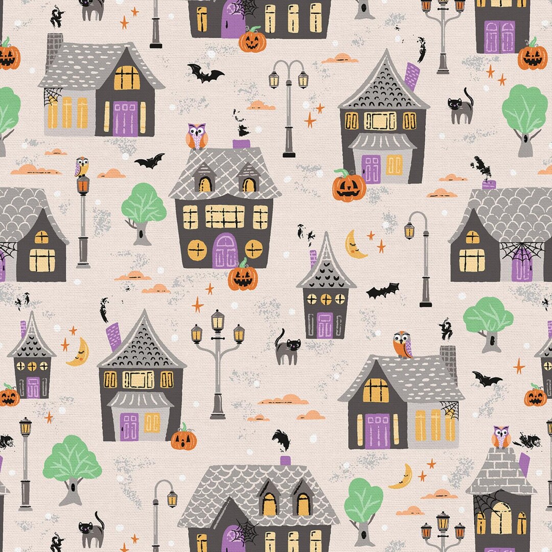 Paintbrush Studios - Halloween Village - Haunted House Cream Fabric ...