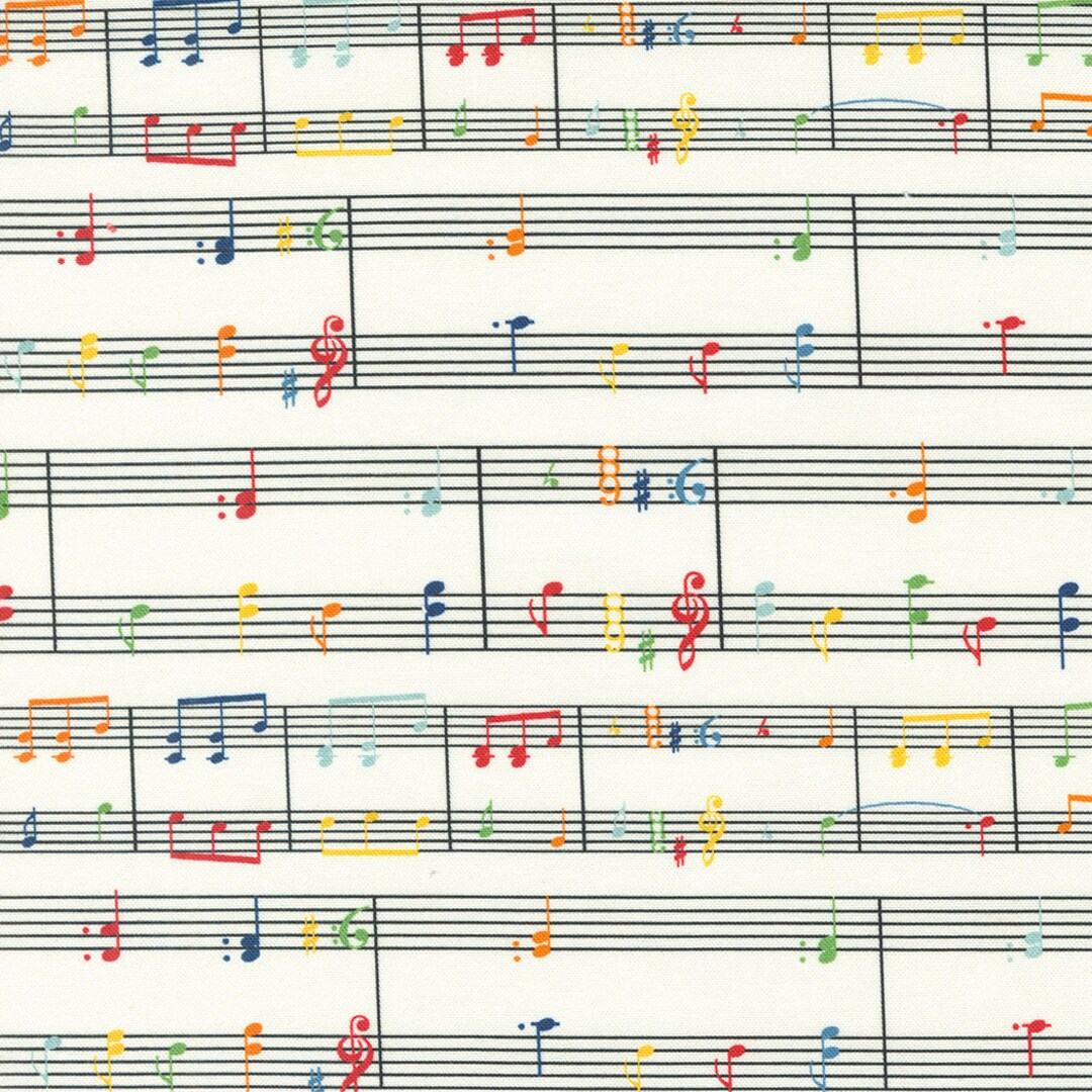 Moda - Sweet Melodies - Music Notes Ivory Fabric-sold by the Half Yard ...