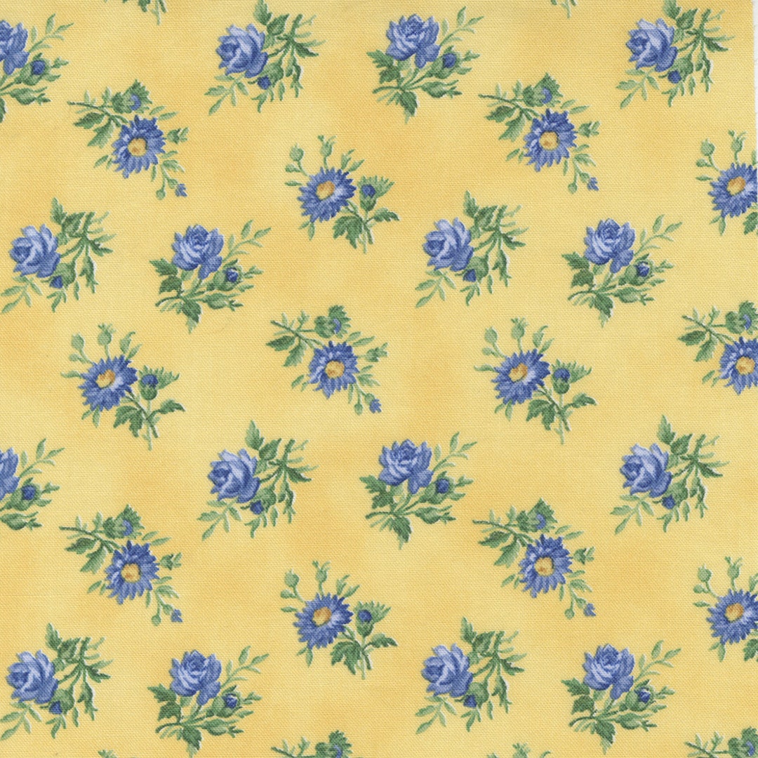 Moda Summer Breeze Tossed Bouquet Yellow Fabric-sold by the Half Yard ...