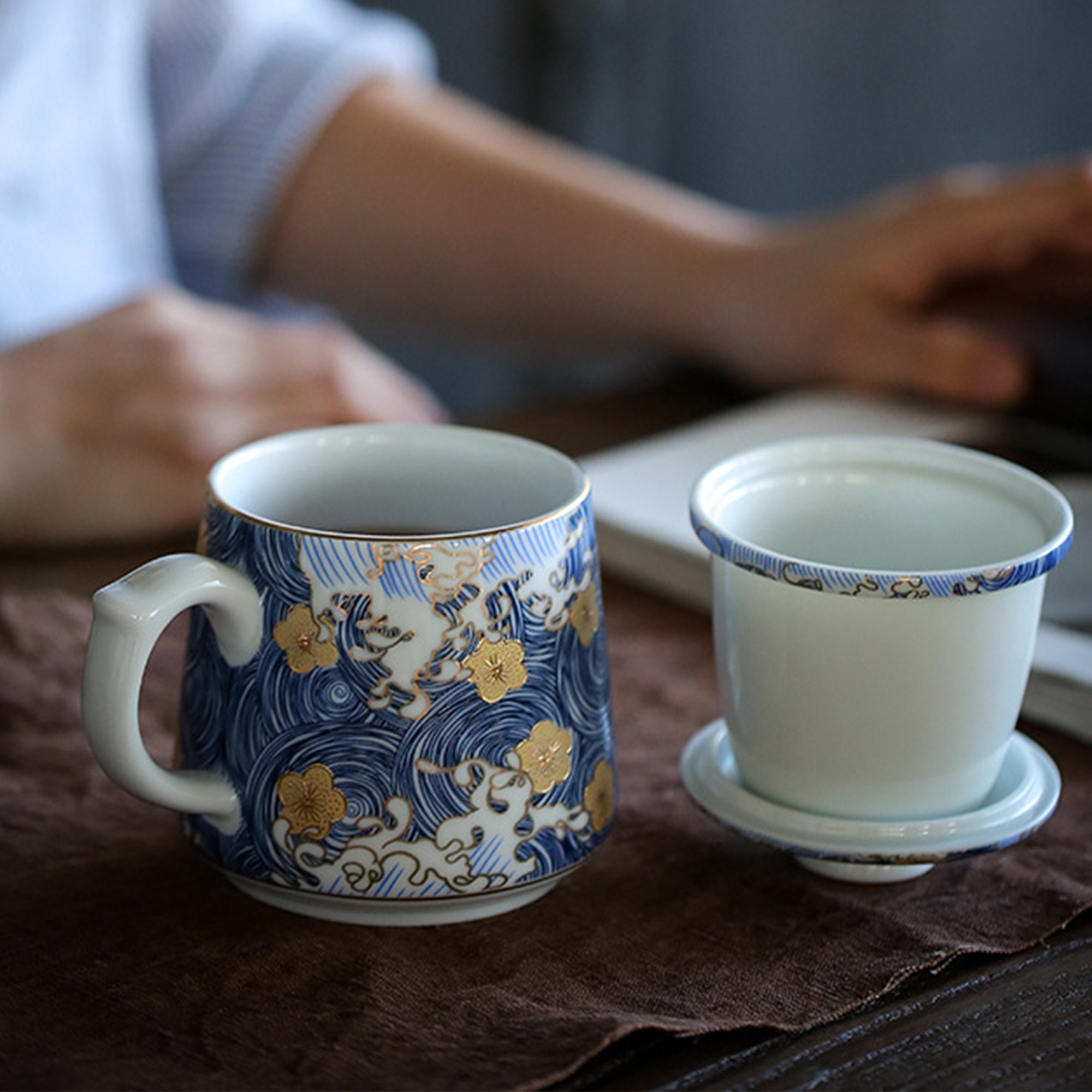 Enamel Cherry Blossom Wave Mugceramic Tea Mugs With Filters - Etsy