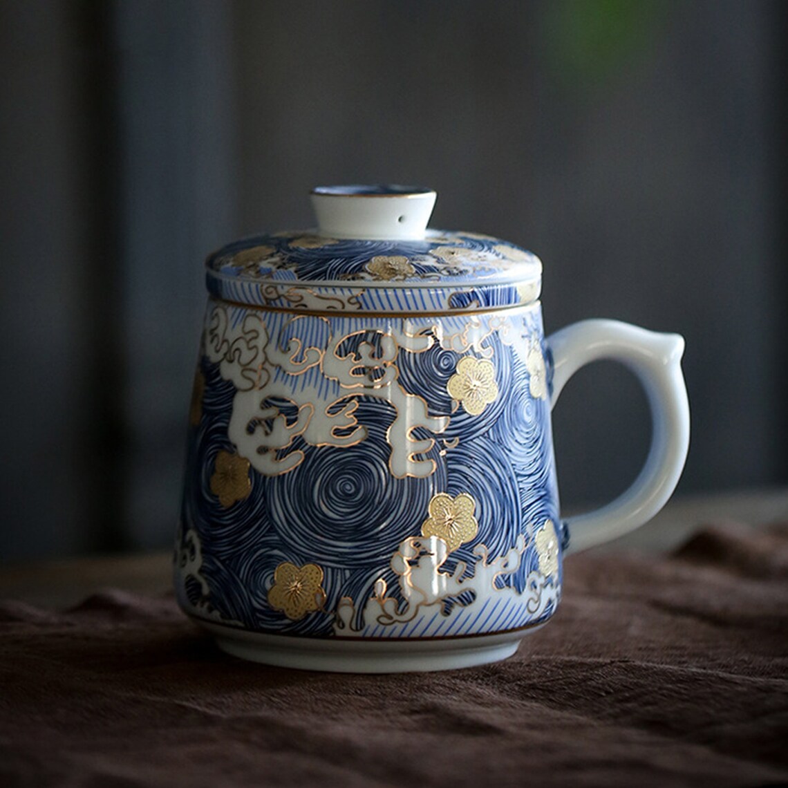 Enamel Cherry Blossom Wave Mugceramic Tea Mugs With Filters - Etsy