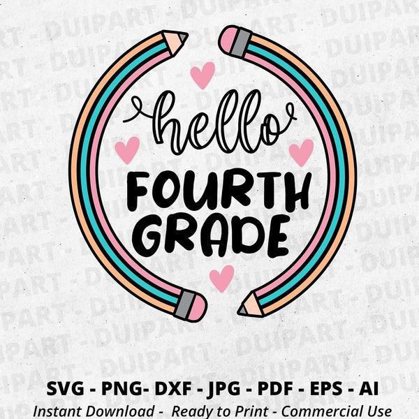 Hello 4th Grade Svg - Etsy