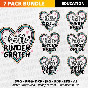 Hello Grade Bundle, Back to School Shirts,first Day of School Svg ...