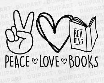 Peace Love Read Svg - Etsy