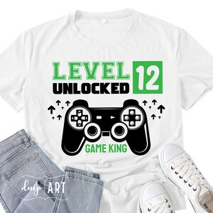 Level 12 Unlocked Svg, 12th Birthday Gamer Boy,12 Years Old Gamer ...