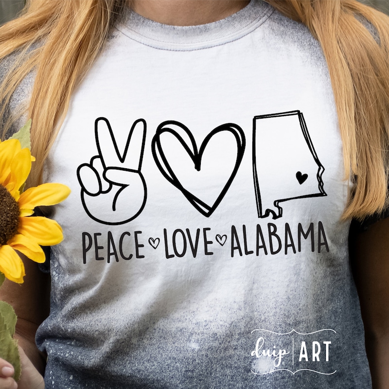 Peace Love Alabama Svg - Etsy