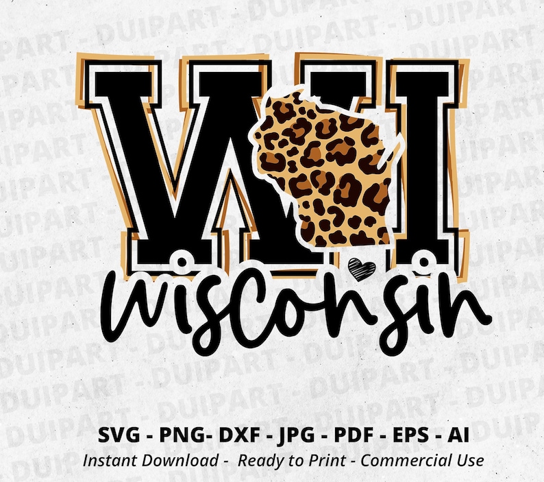 Wisconsin Leopard Svg WI Leopard Svgwisconsin Svgleopard - Etsy