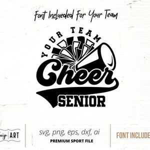 Cheer Senior SVG, Pom Pom, Megaphone, Cheerleading Design (digital ...