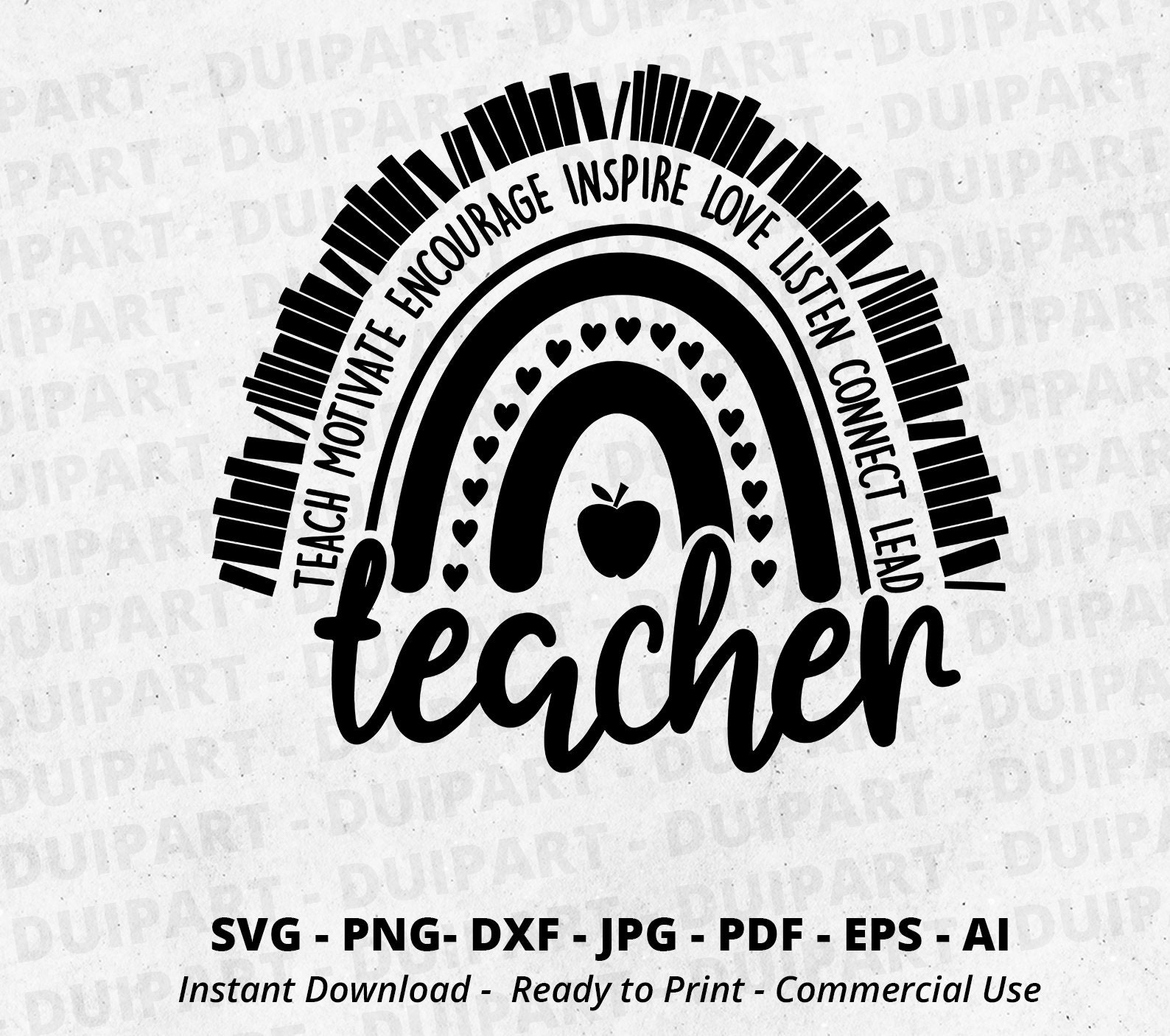 Rainbow Teacher Life Svg Teacher Svg Teach Love Inspire Svg | Etsy