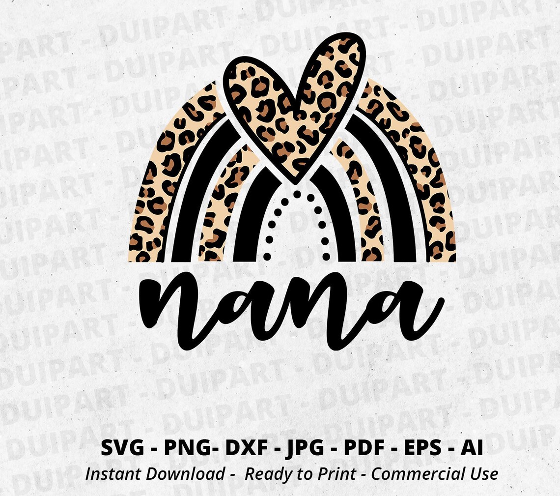 Rainbow Leopard Nana SVG Nana Svg Leopard Hearts Svgrainbow - Etsy