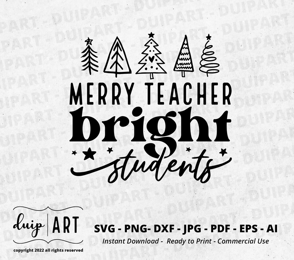 Merry Teacher Bright Students SVG Teacher Christmas Svg One - Etsy