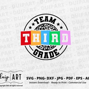 Team Third Grade SVG PNG, Third Grade Svg, Back to School Svg, School ...