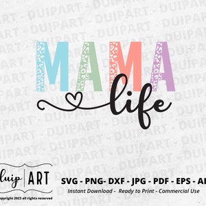 Mama Life SVG PNG, Mama Svg, Leopard Mama Svg, Mom Svg, Colorful Mama ...