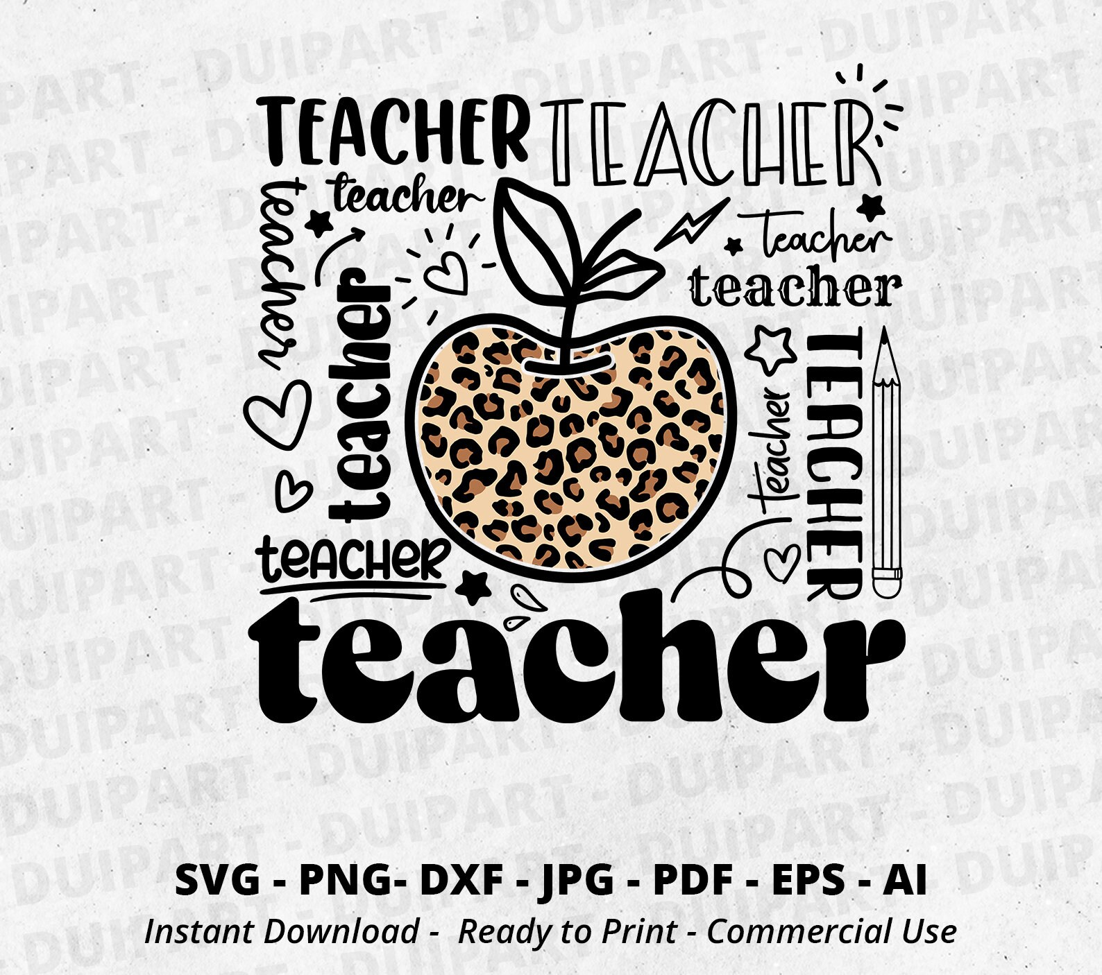 Leopard Teacher SVG Teacher Typography Svg Teacher Svg Back - Etsy