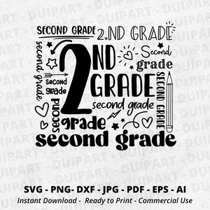Second Grade Typography SVG, Second Grade SVG, Back to School Svg ...