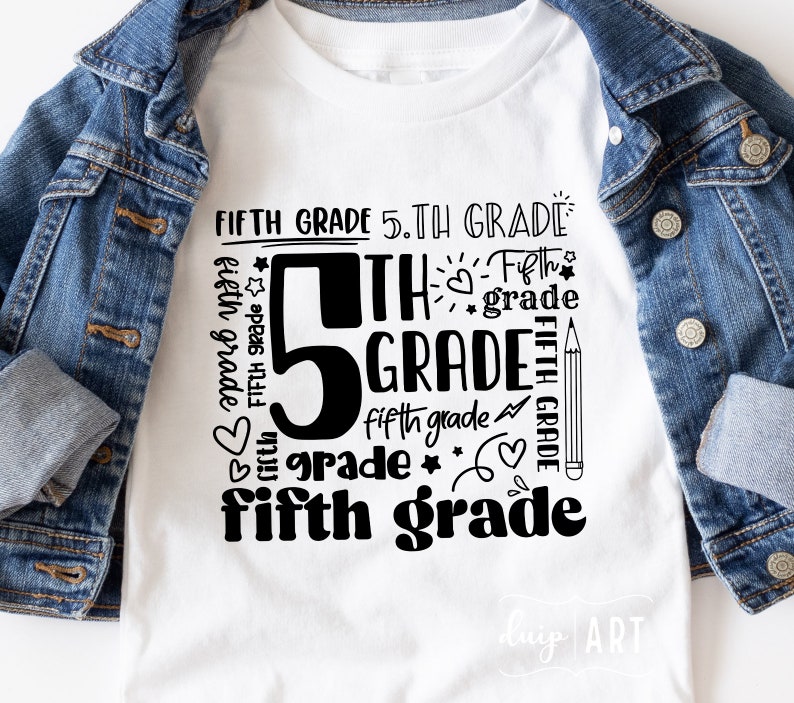 Fifth Grade Typography Svgfifth Grade Svgback to School - Etsy