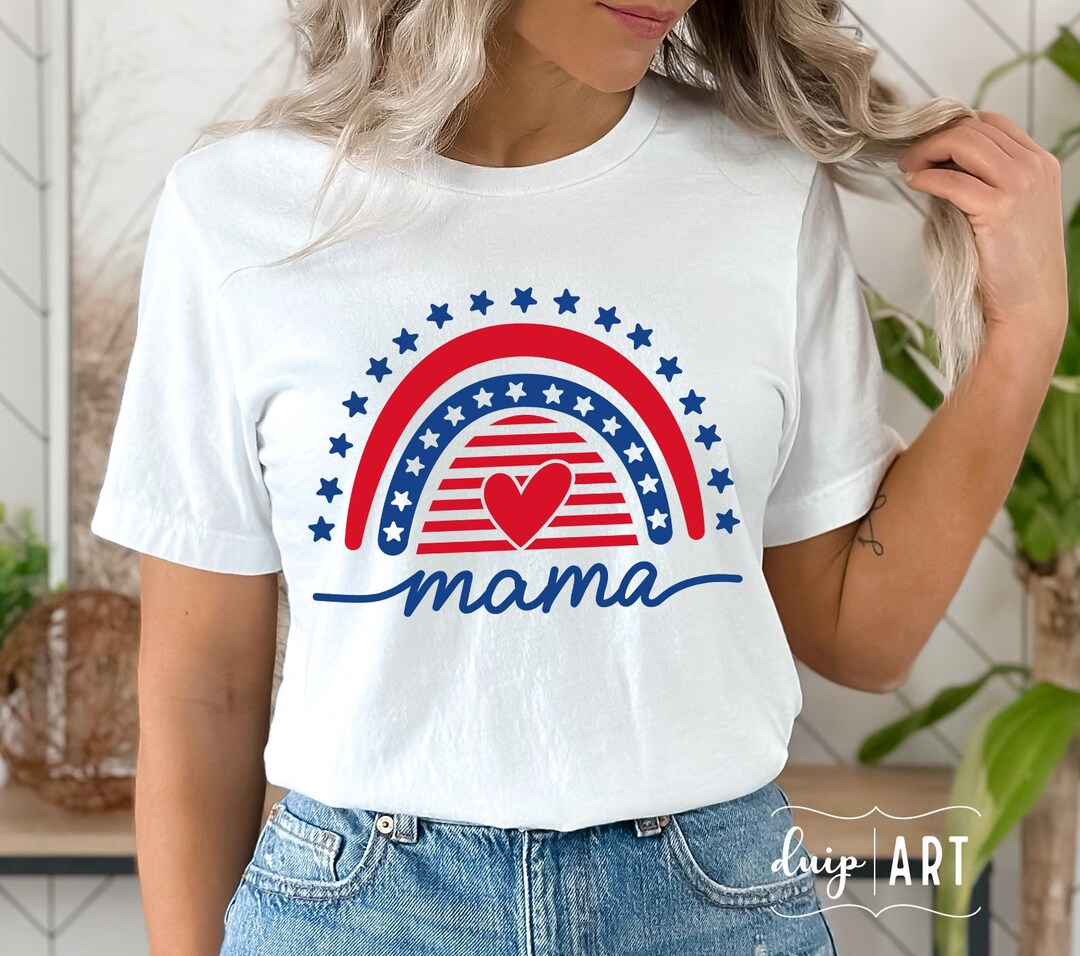 Rainbow American Mama SVG PNG 4th of July Svg Patriotic - Etsy
