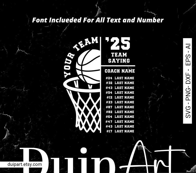 Basketball Team Roster SVG, PNG, Cricut Cut File - Etsy