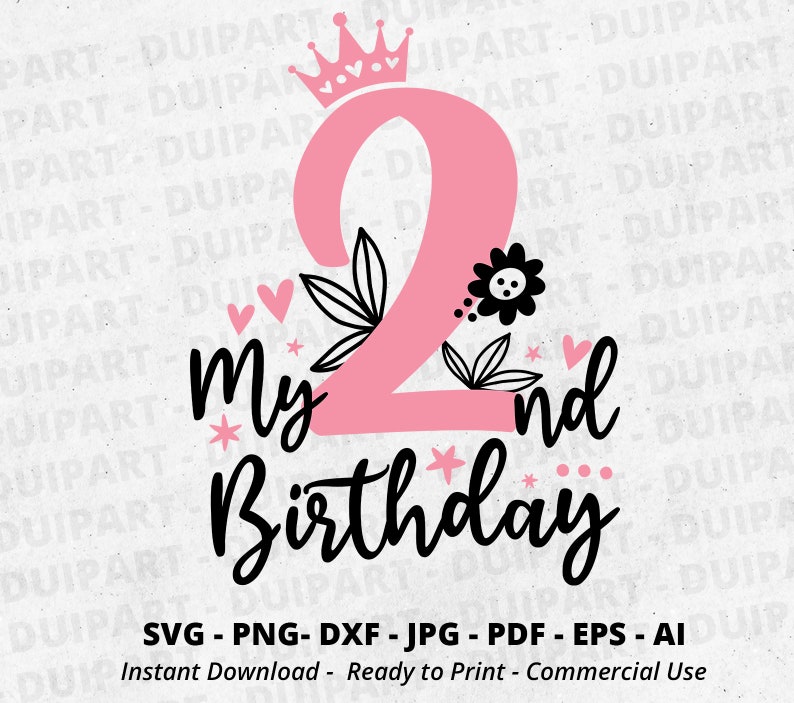 My 2nd Birthday Svg My Second Birthday Svg 2 Years Old Baby | Etsy