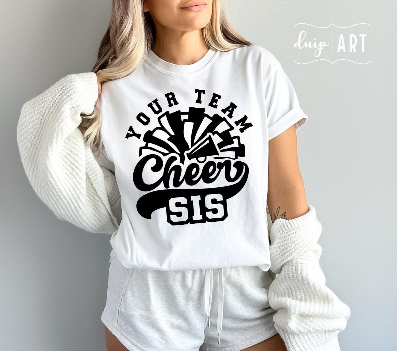 Cheer Sister SVG, Megaphone Design, Customizable Team Font (digital ...