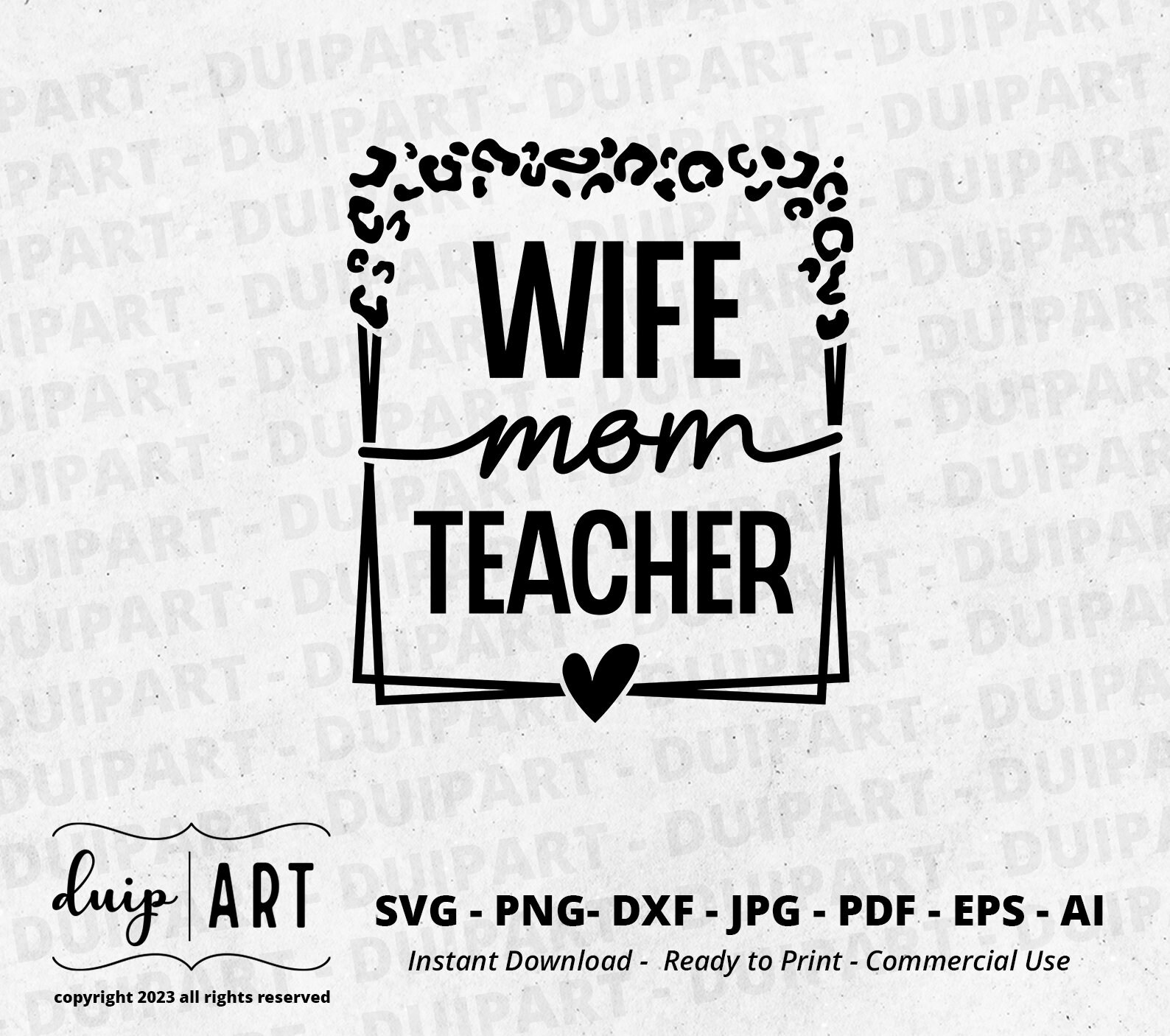 Wife Mom Teacher SVG PNG Teacher Life Svg Teacher Svg - Etsy
